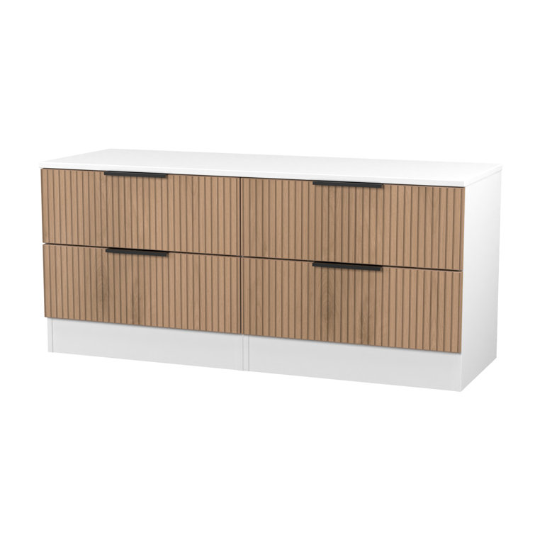 Latitude Run Java 4 Drawer Bed Box in Slatted Effect / White | Wayfair.co.uk